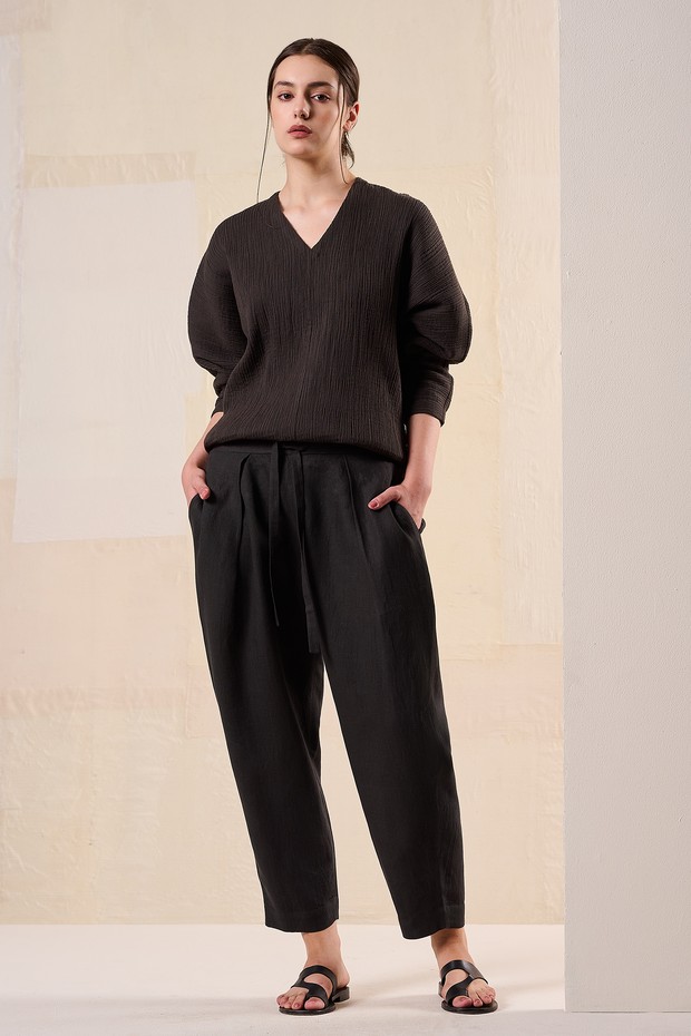 Flow Loose Pleated Cotton Linen Pants